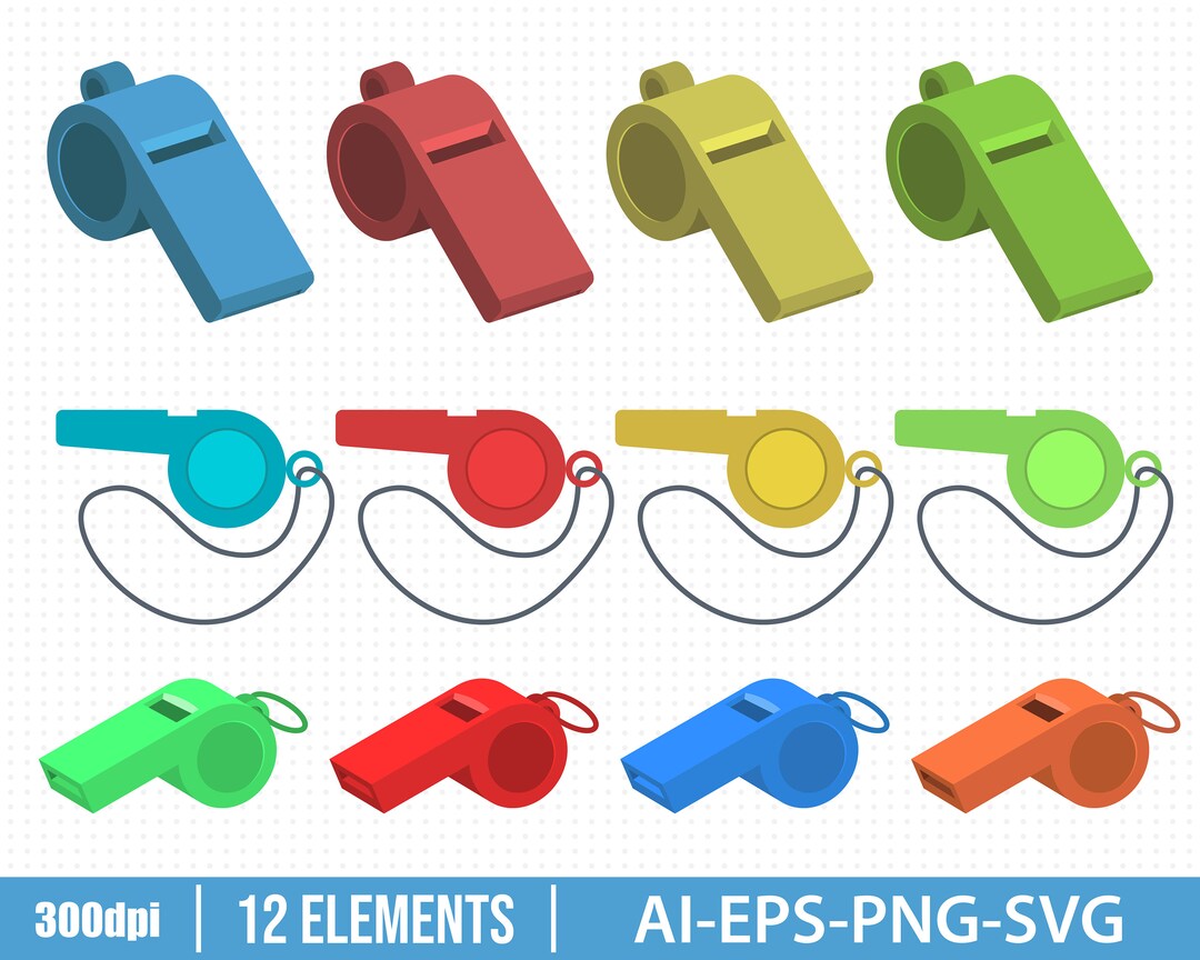 Whistle Set Clipart Vector Design Illustration. Whistle, Blow, Element ...