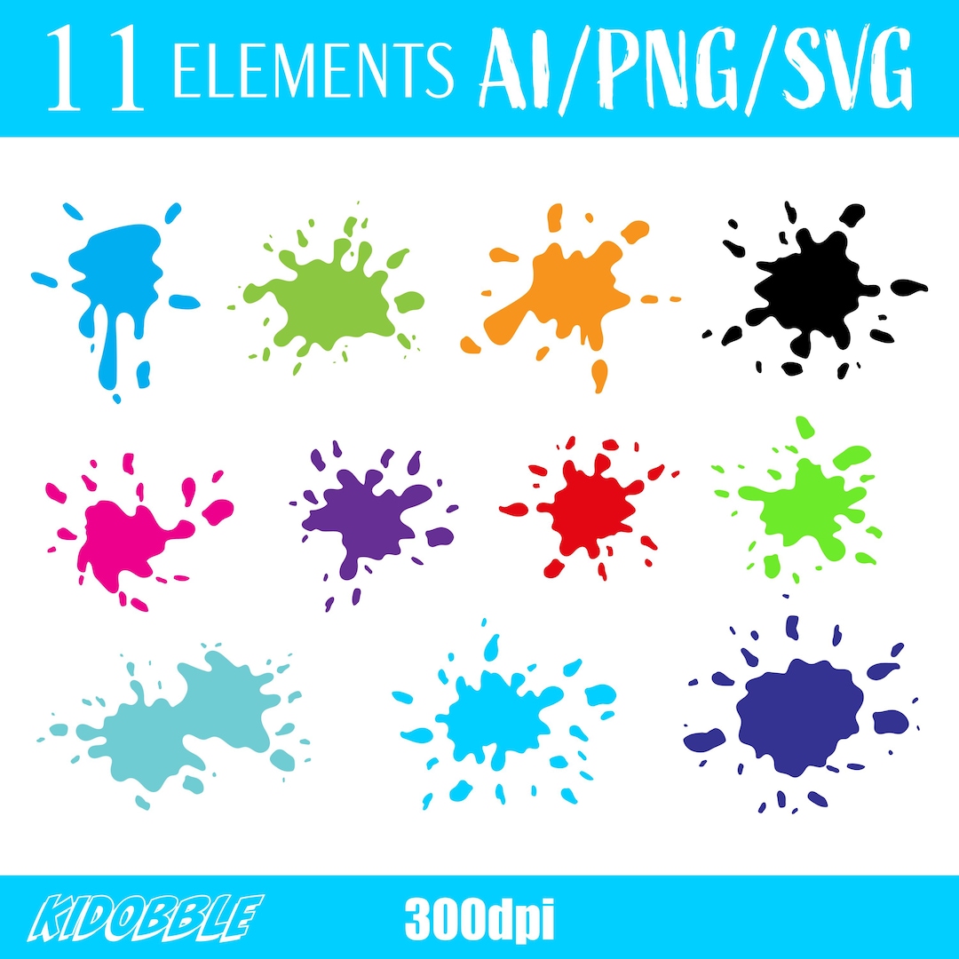 Color Splatter Clipart Vector Art Digital Design Paint Graphics ...