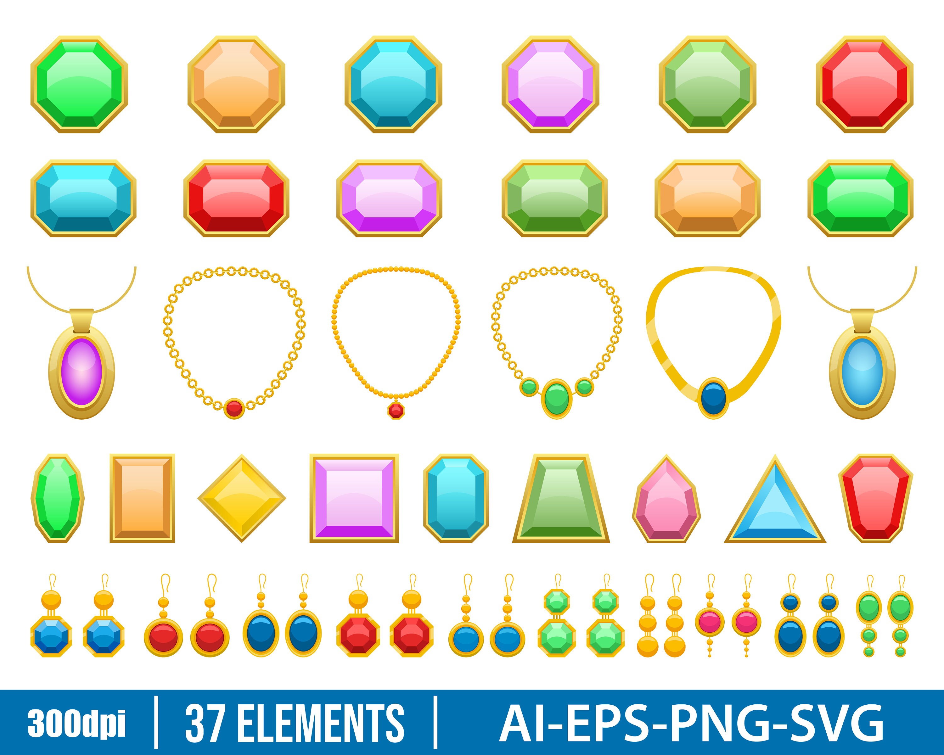 Jewelry Clipart Vector Design Illustration. Jewelry, Gem, Stones ...