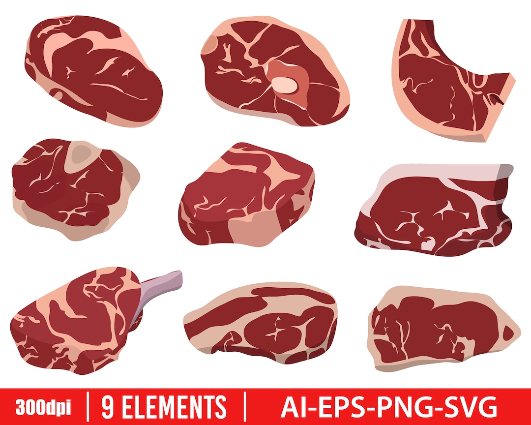 Fresh Meat Clipart Vector Design Illustration. Fresh Meat Set. Vector ...