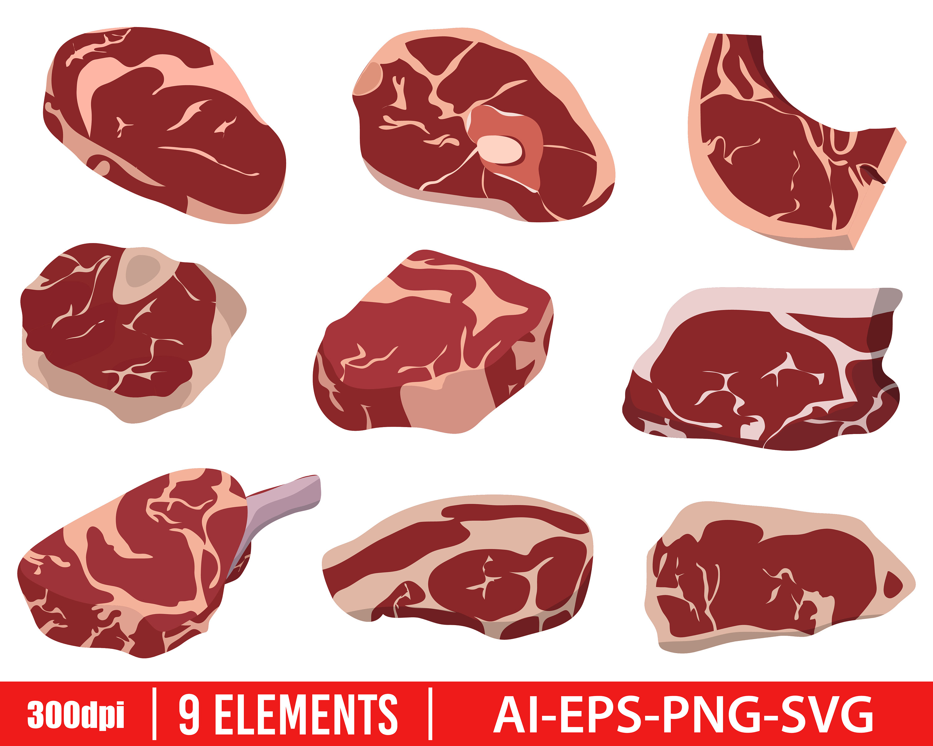 Fresh Meat Clipart Vector Design Illustration. Fresh Meat Set. | Etsy