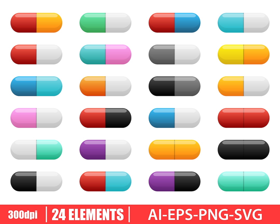 Pills Clipart Vector Design Illustration. Pills Set. Vector Clipart ...