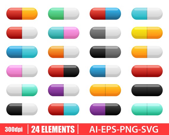 Pills Clipart Vector Design Illustration. Pills Set. Vector - Etsy