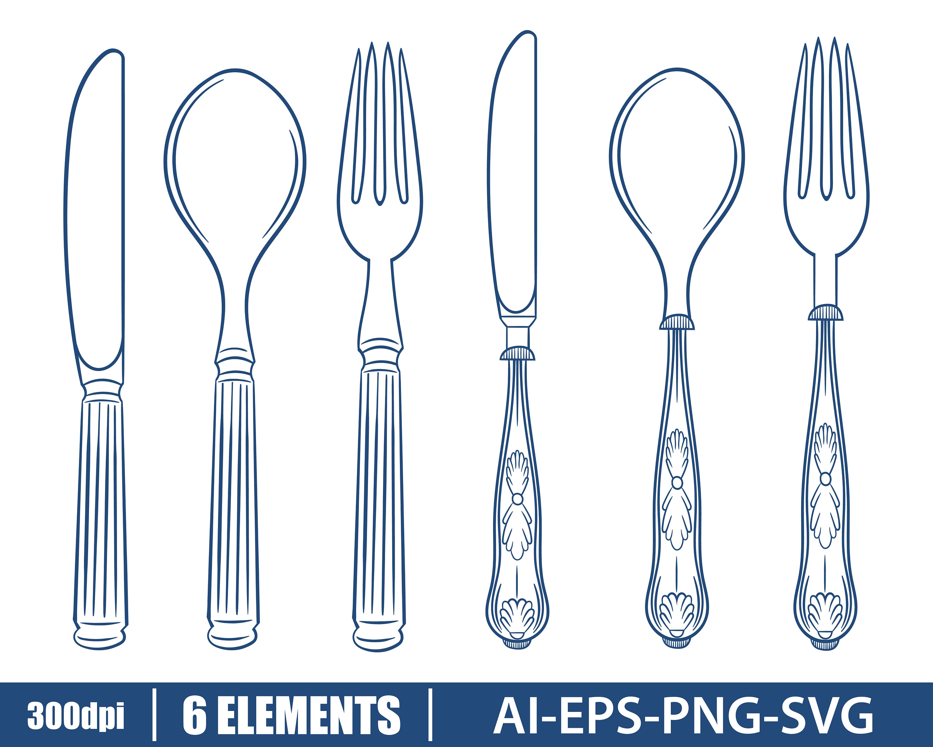 Silverware Clip Art Black And White Clipart