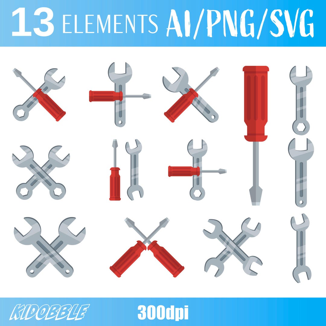 Wrench Screwdriver Clipart | Hand-drawn Tools | Cute Workshop Stickers ...