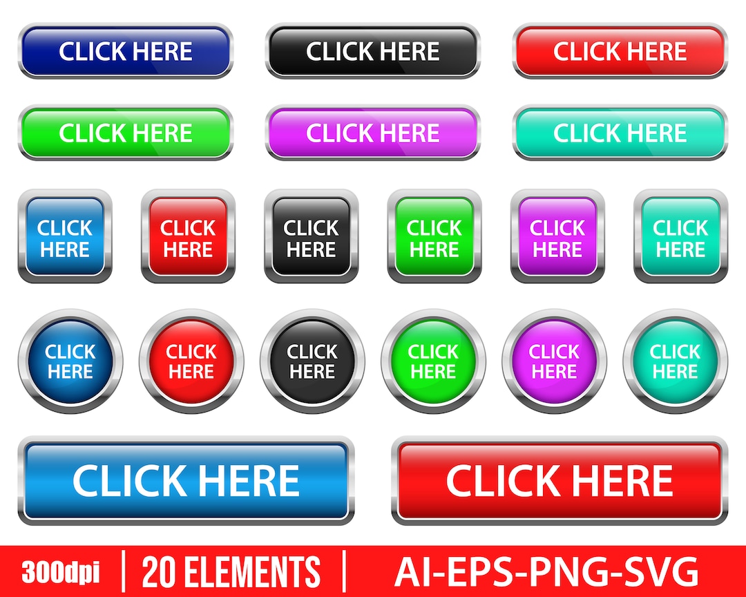 Click Here Web Buttons Clipart Vector Design Illustration. Click Here ...