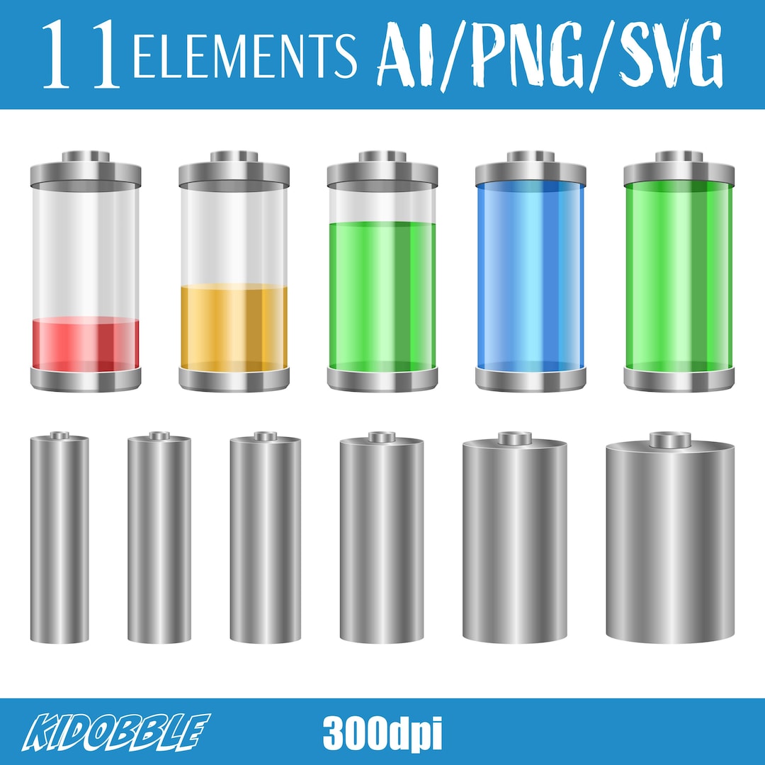 Battery Clipart Vector Digital Art Design Elements Pack Illustration ...