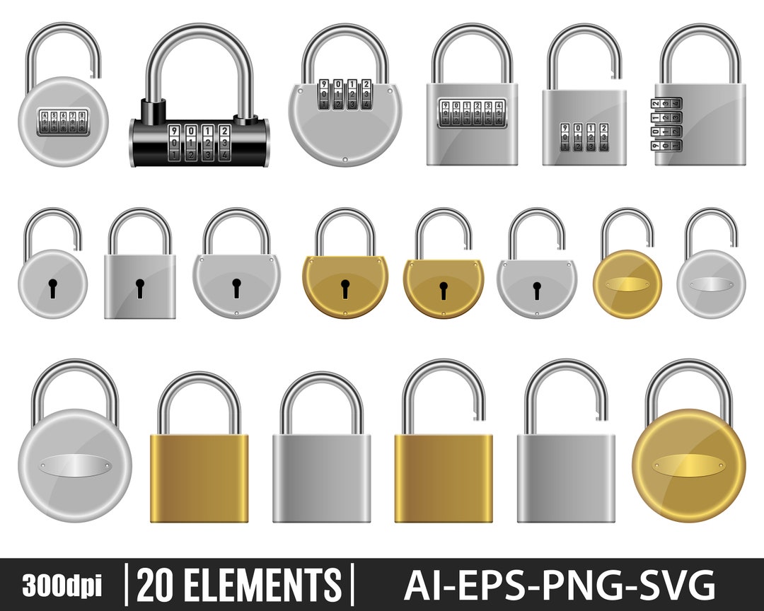 Padlock Clipart Vector Design Illustration. Padlock Set. - Etsy