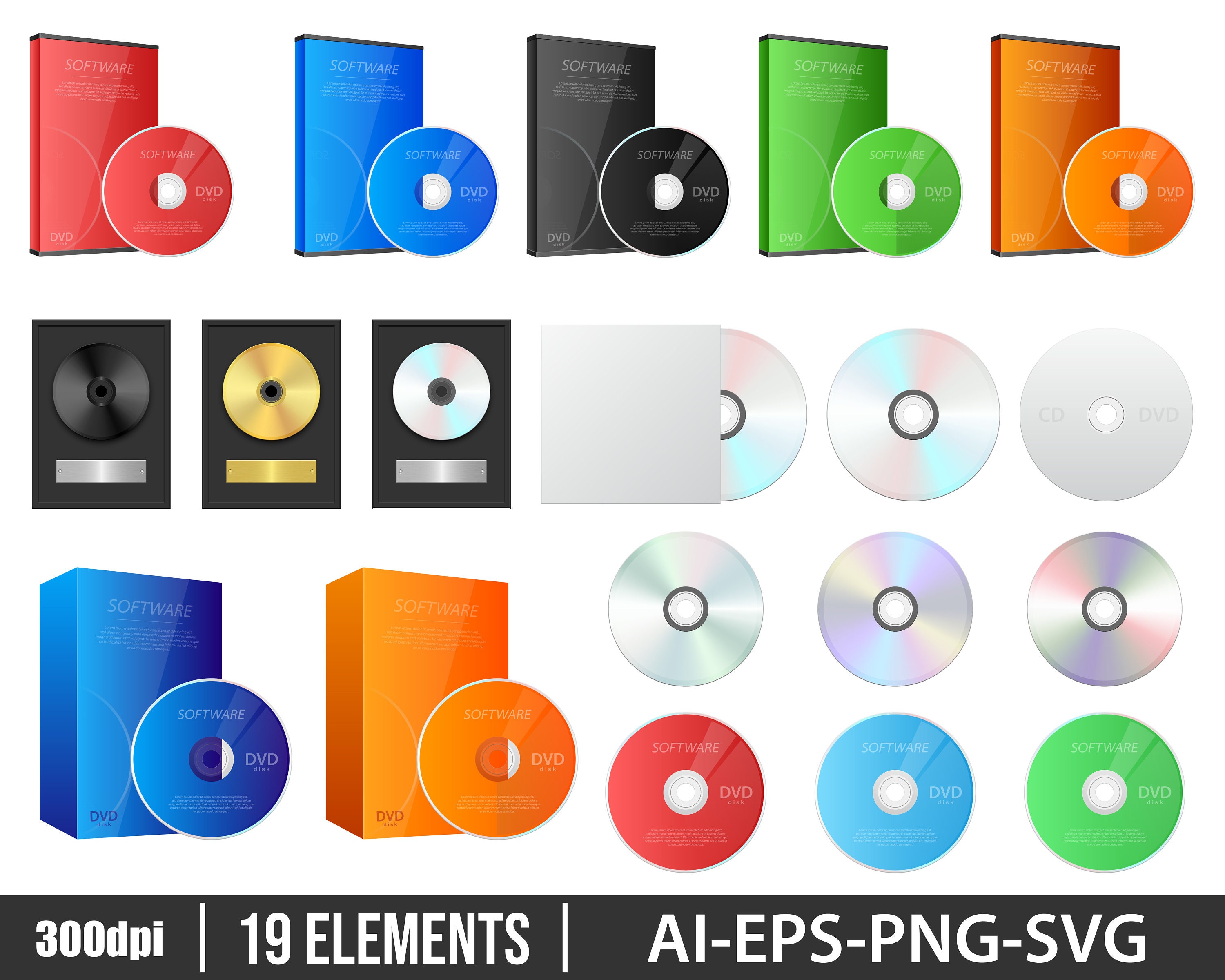 Cd and DVD Clipart Vector Design Illustration. CD and DVD Set. Vector ...