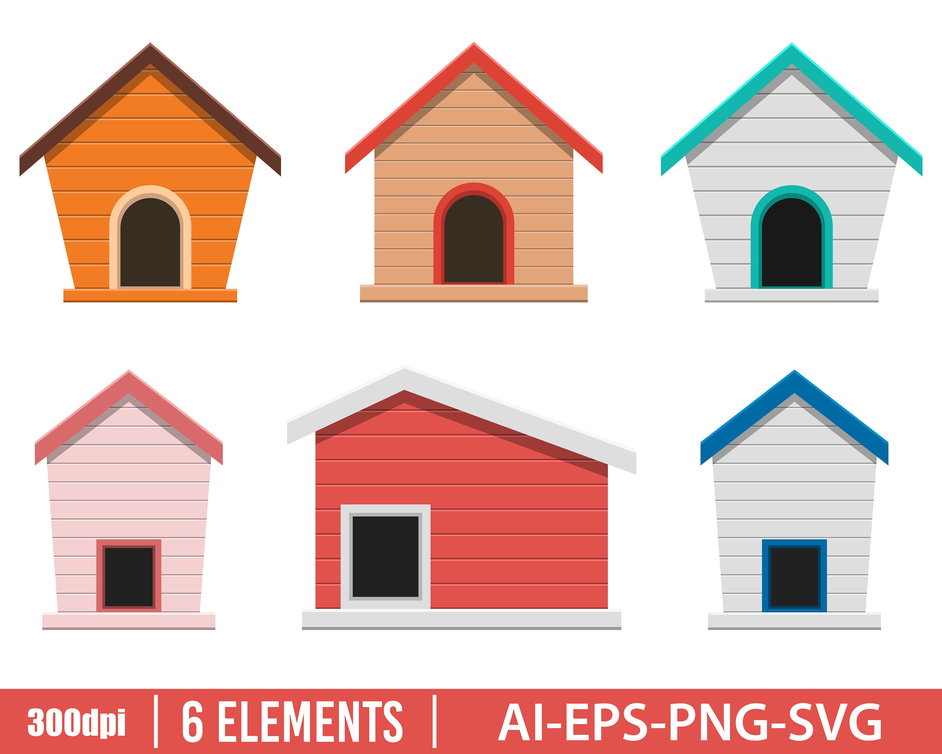 Dog House Clipart Vector Design Illustration. Dog House Set. - Etsy
