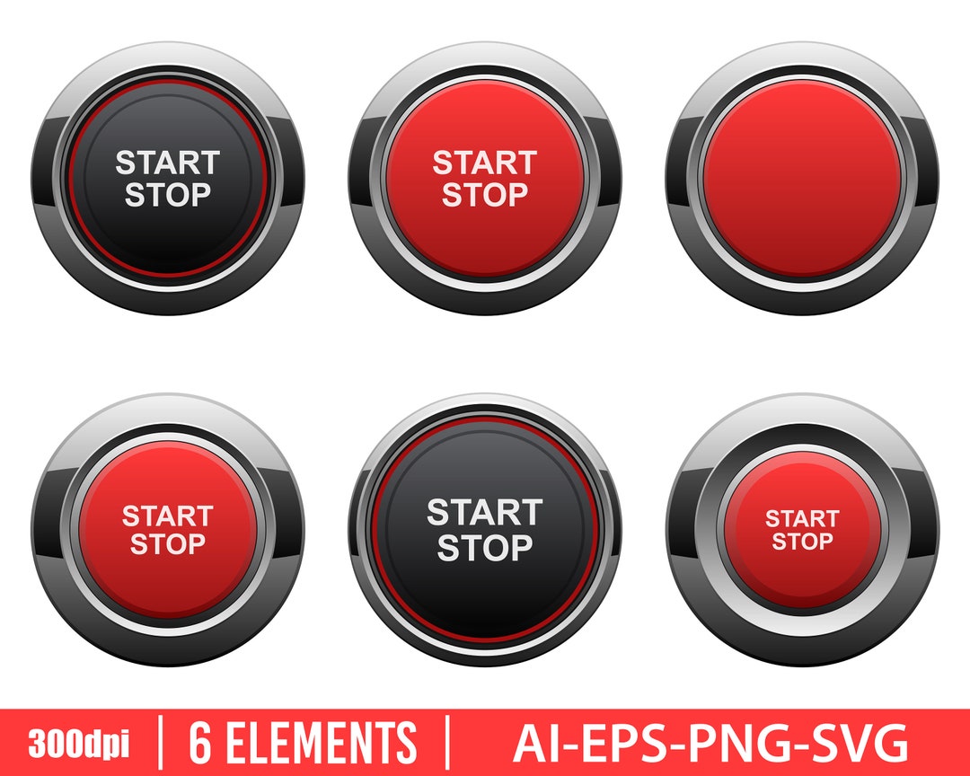 Start and Stop Engine Button Clipart Vector Digital Button Design ...