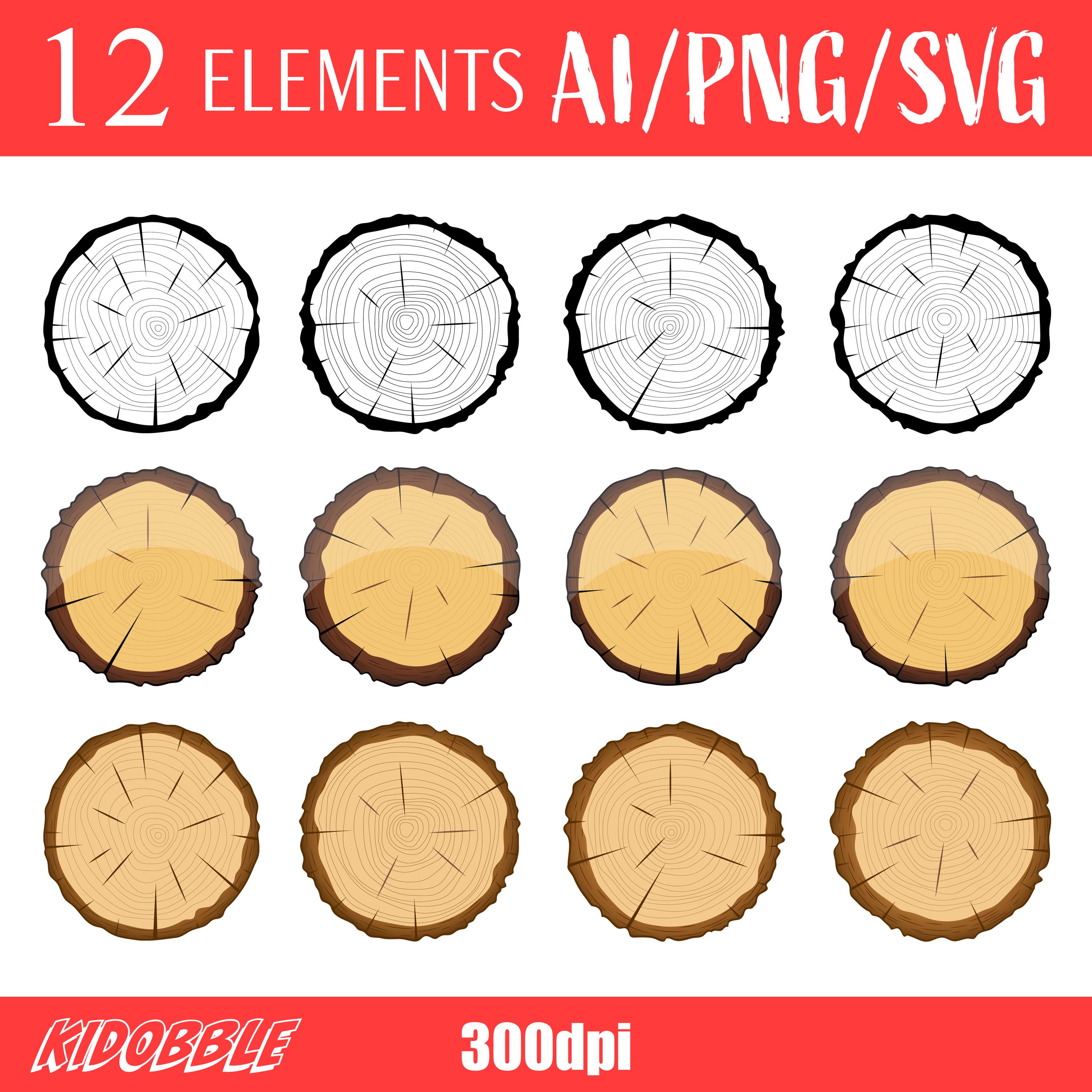 Cross Section of Wooden Tree Clipart Vector Design Tree Wood Clipart ...