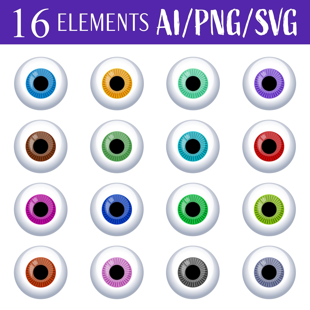 Eyeball Clipart Bundle Digital Eye Illustrations Vector Eyes Art Bundle ...