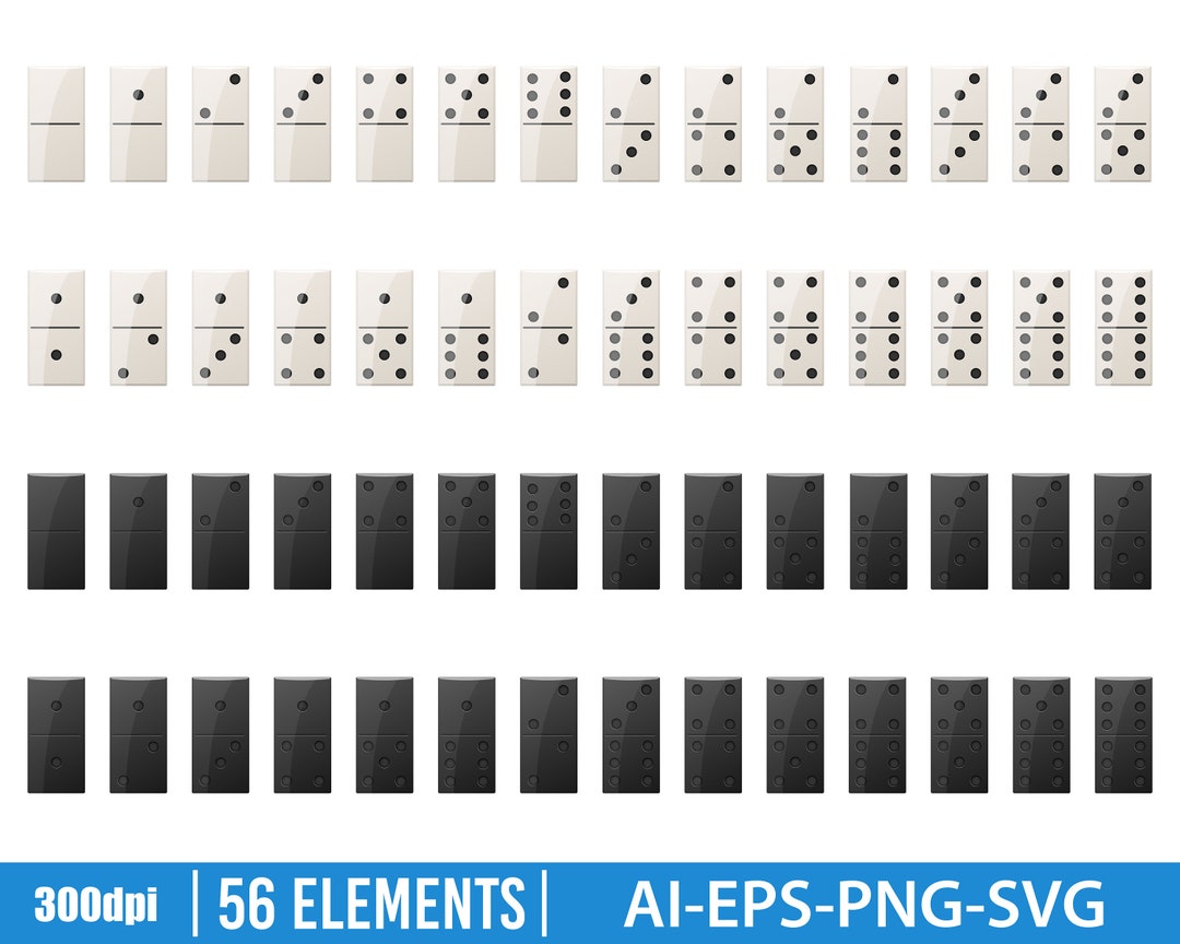 Domino Pieces Clipart Vector Design Illustration. Domino Pieces Set ...