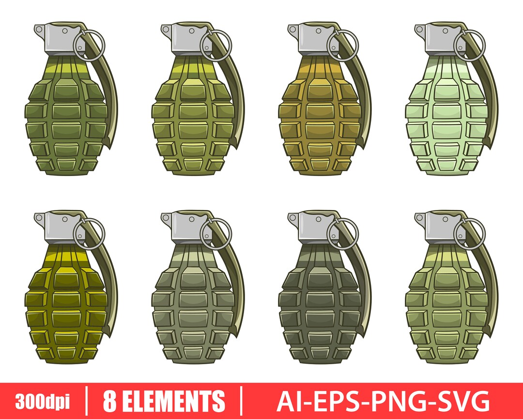 Grenade Clipart Vector Design Illustration. Grenade Set. Vector Clipart ...