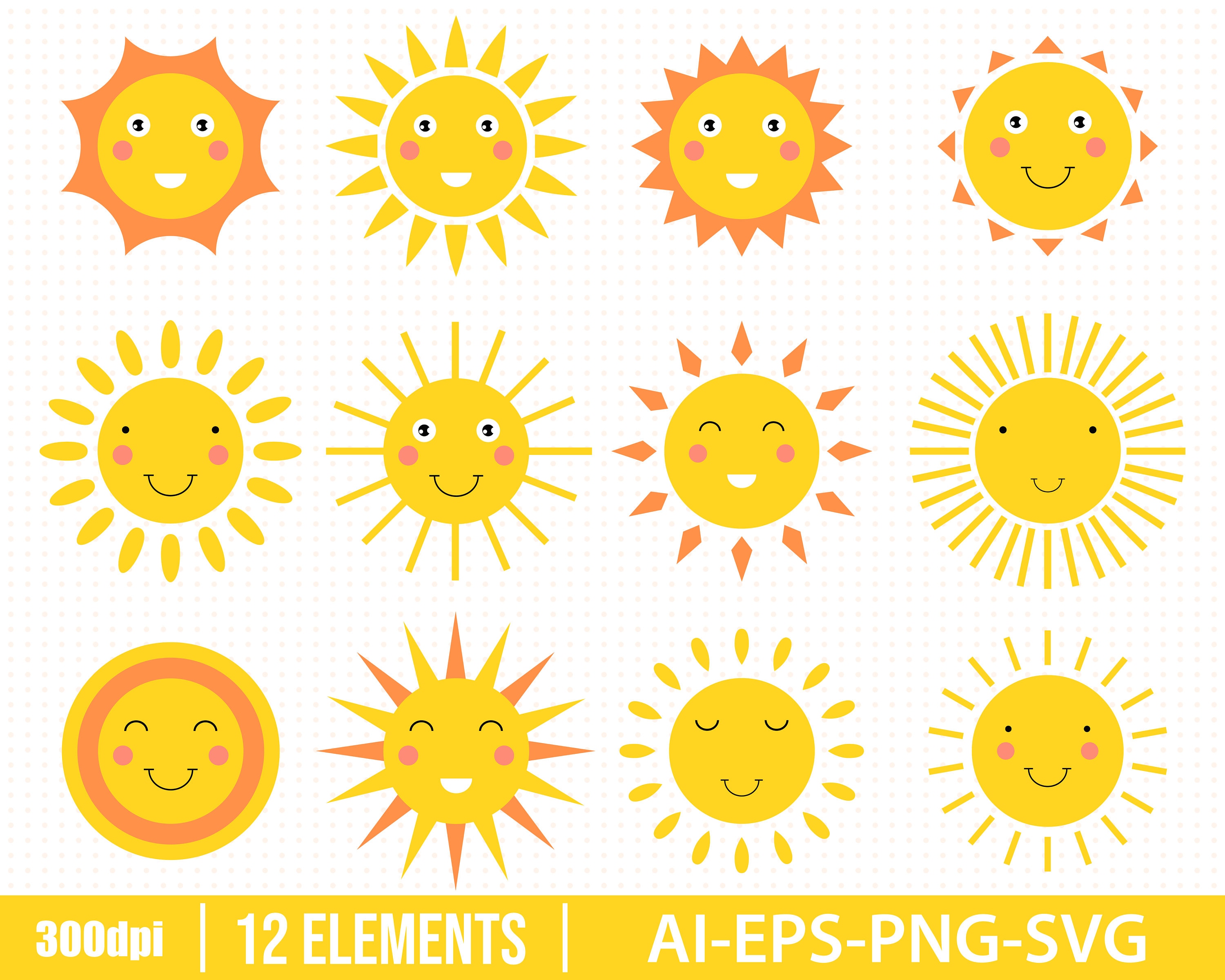 Smiling Sun Cartoon Clipart Vector Design Illustration. Smile, Sun ...