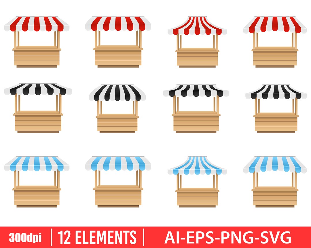 Empty Market Stall Clipart Vector Design Illustration. Empty Market ...