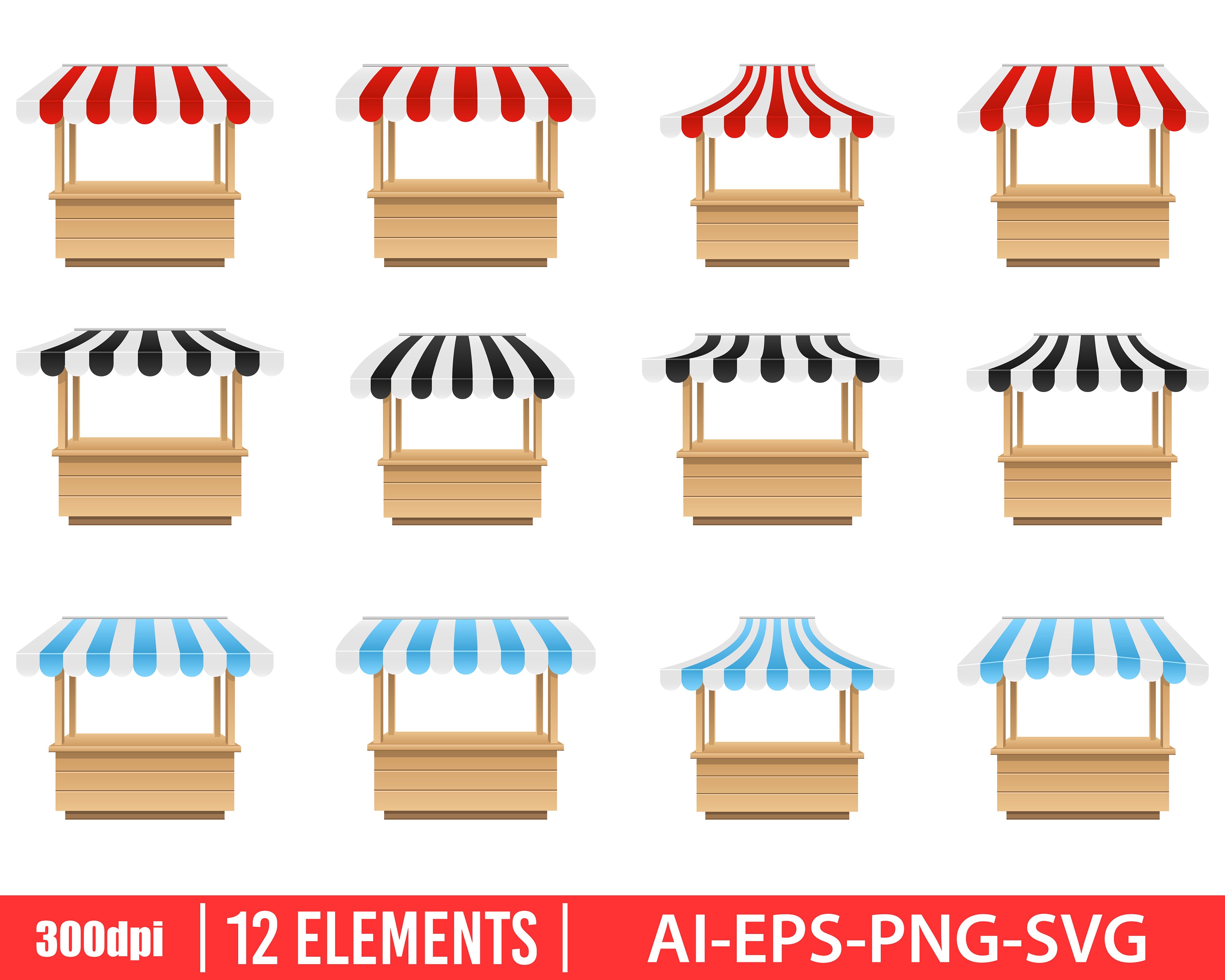 Empty Market Stall Clipart Vector Design Illustration. Empty Market ...