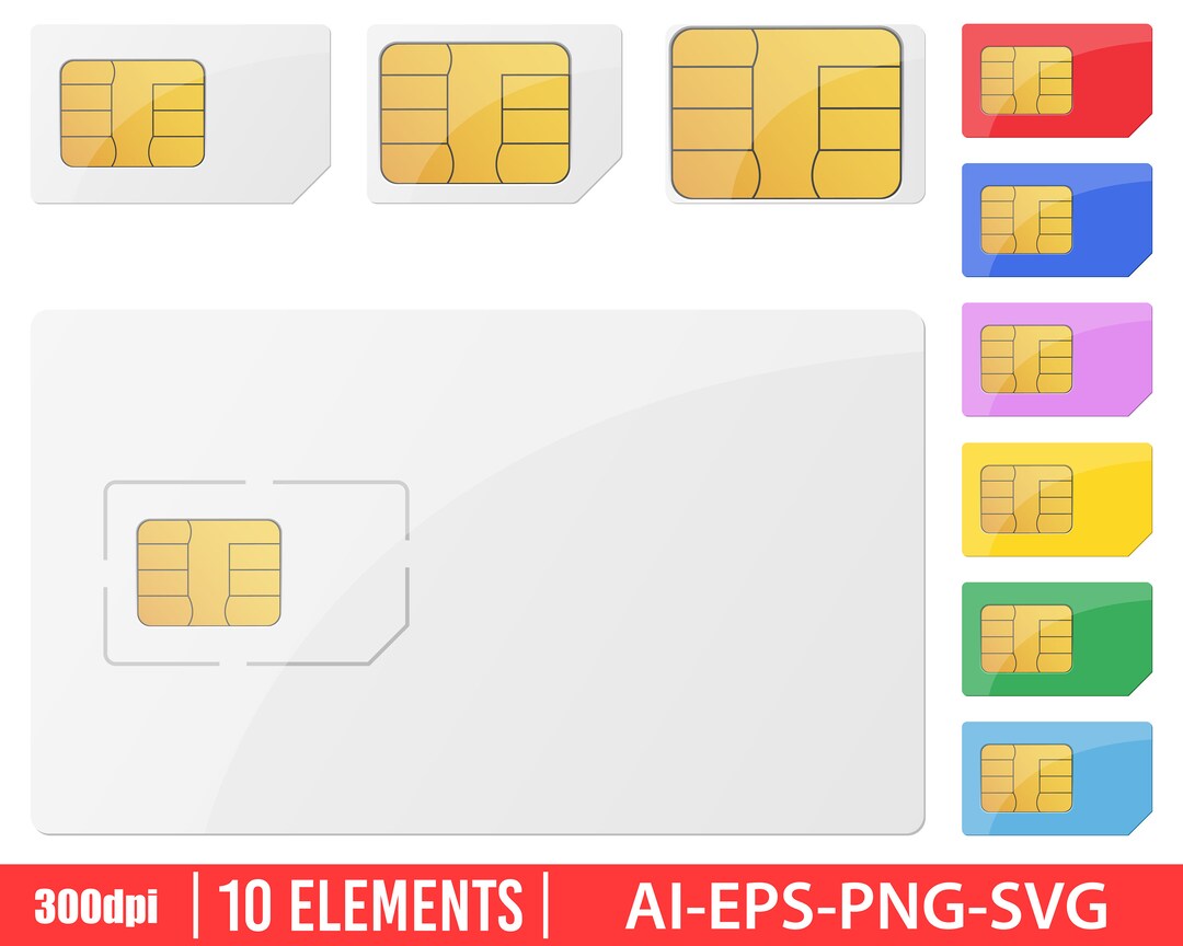 Sim Card Clipart Vector Design Illustration. Sim Card Set. - Etsy