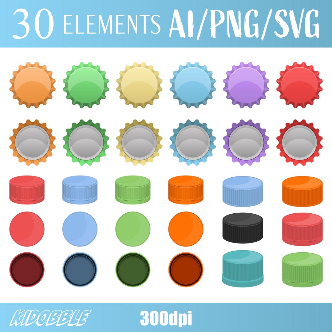 Bottle Cap Vector Illustration Digital Art Clipart Bottle Design ...