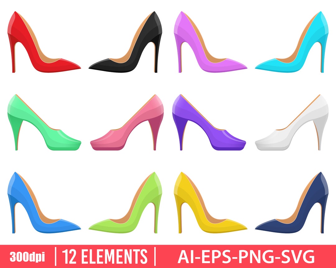 High Heel Shoes Clipart Vector Design Illustration. High Heel Shoes Set ...