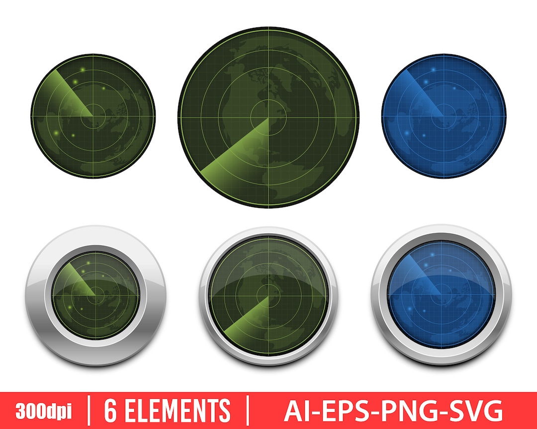 Realistic Radar Clipart Vector Design Illustration. Sonic Radar Set ...