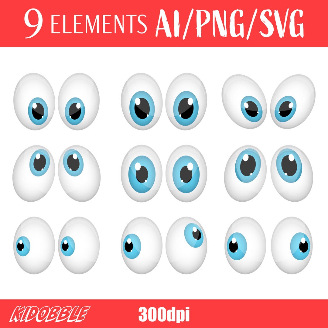 Cartoon Eyes Funny Expressions Animated Character Vector Art Comic Face ...