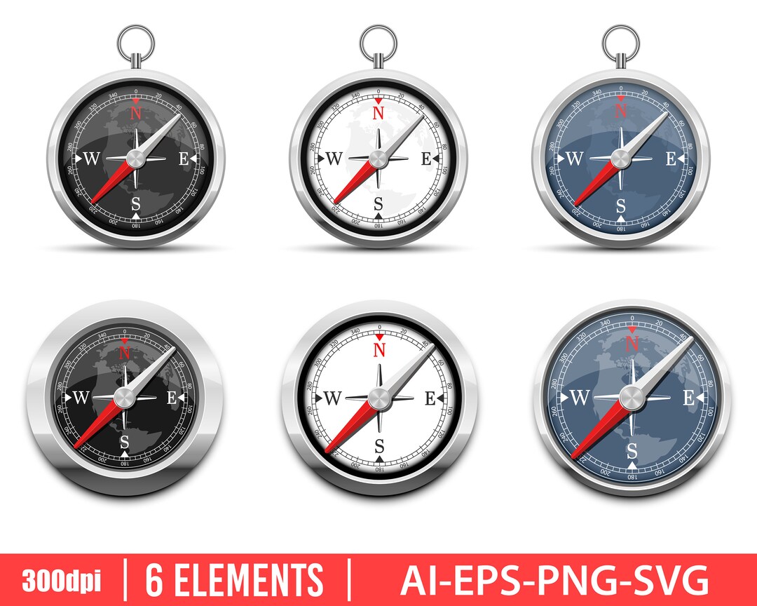 Magnetic Compass Clipart Vector Design Illustration. Magnetic - Etsy