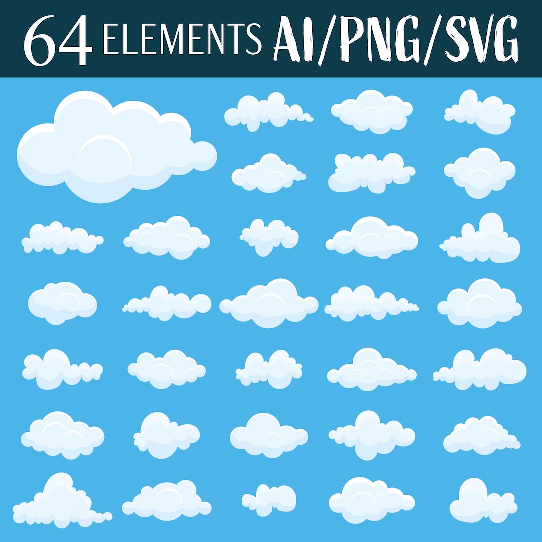 White Clouds Clipart Vector Cloud Illustrations Clipart Digital Art ...