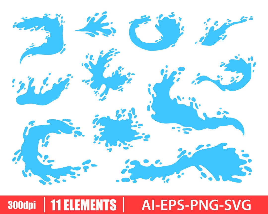 Water Splash Clipart Vector Design Illustration. Water Splash Set ...