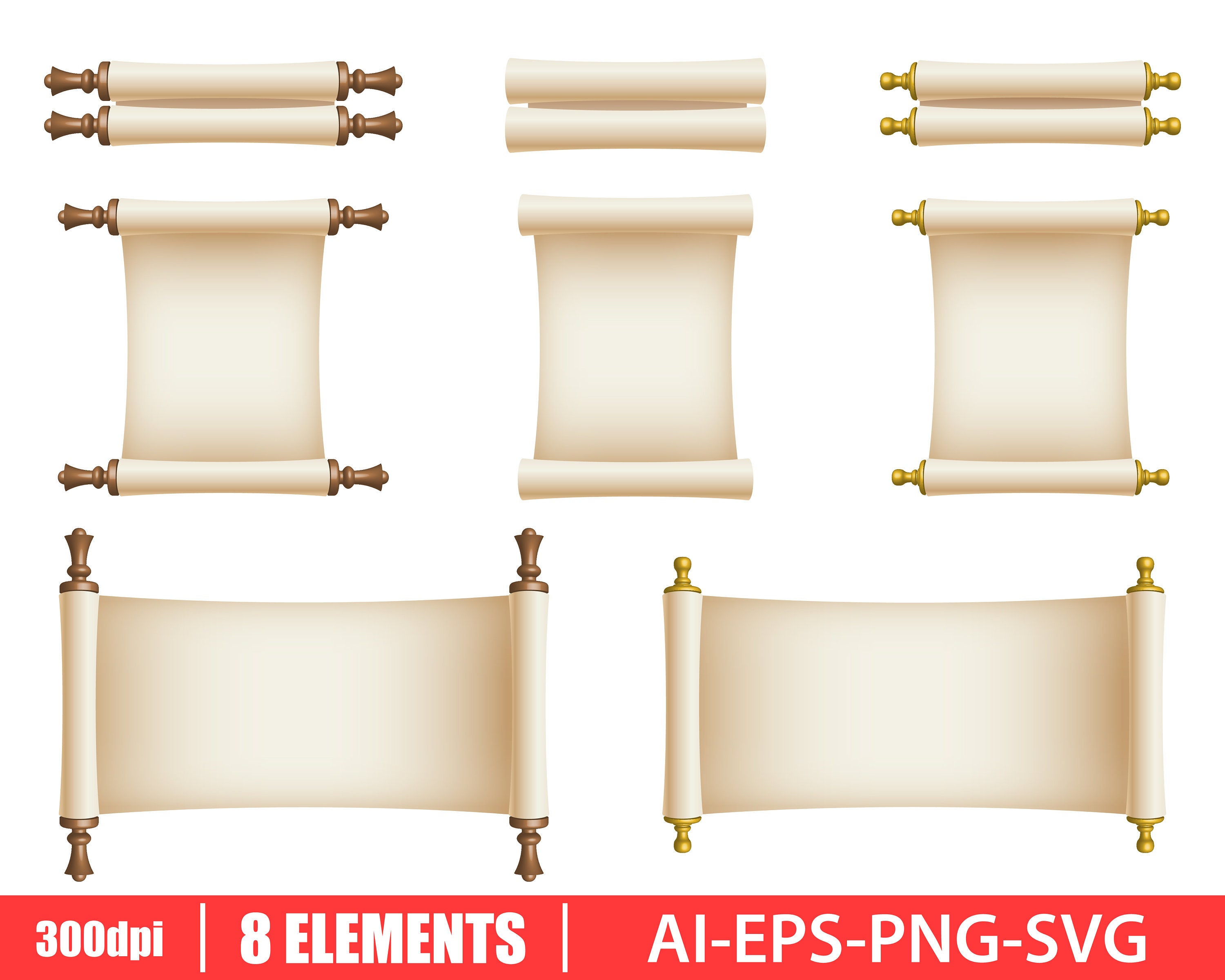 Paper Scroll Clipart Vector Design Illustration. Paper Scroll Set ... Paper Scroll Clipart Vector Design Illustration. Paper Scroll Set ...