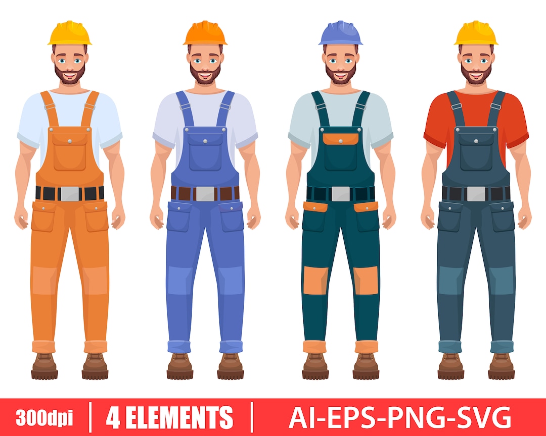 Man Worker Clipart Vector Design Illustration. Man Worker Set. - Etsy