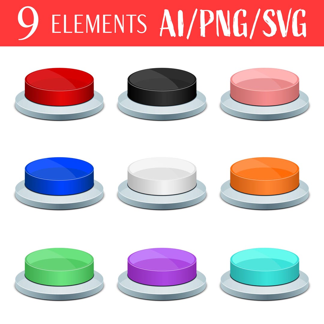 Press Button Click Action UI Design Vector Art Interactive Element ...