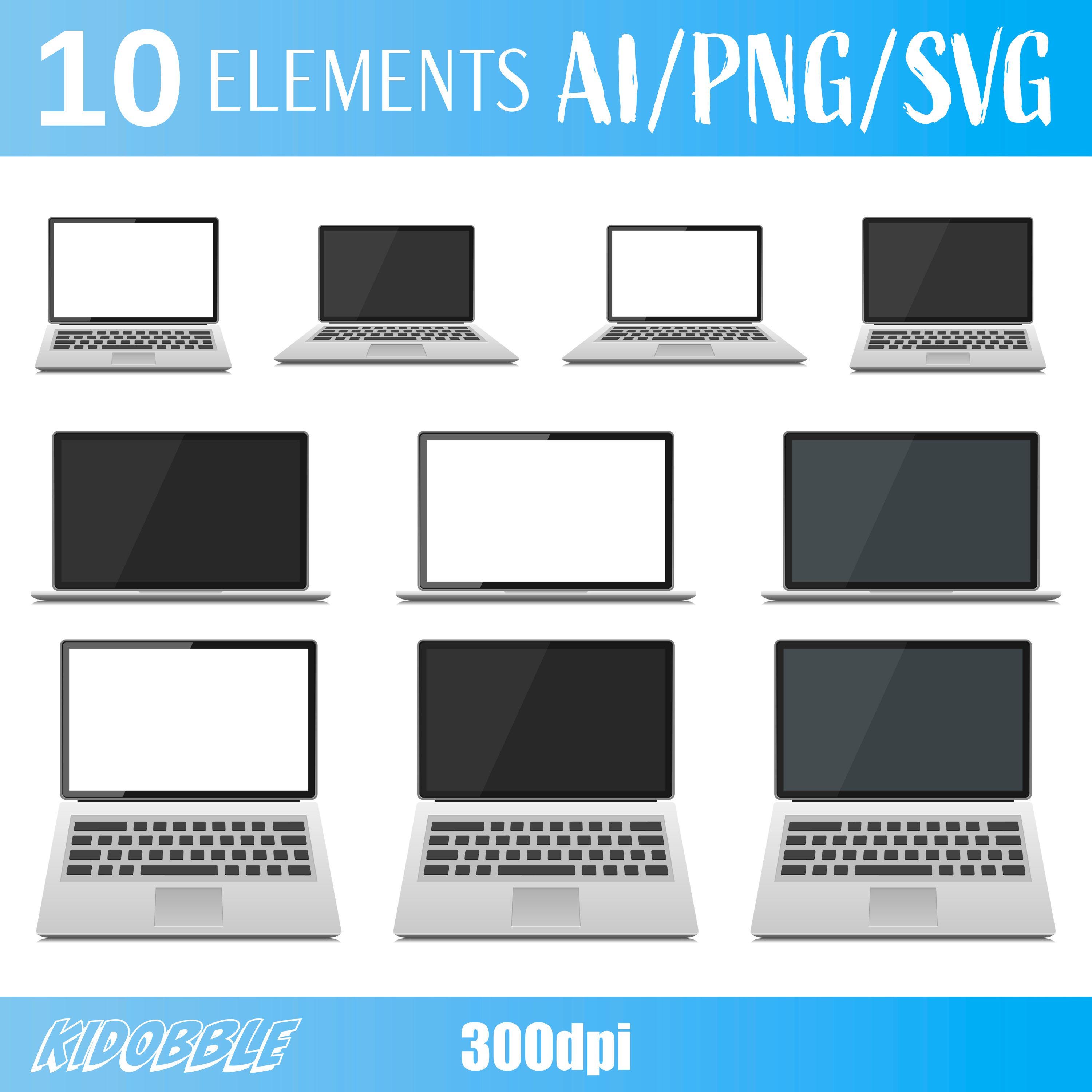 Laptop Device Digital Clipart Vector Computer Illustration Modern ...