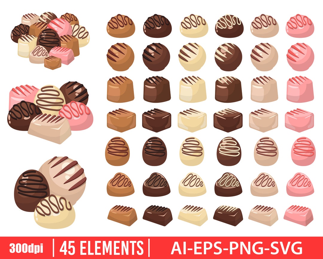 Chocolate Candy Clipart Vector Design Illustration. Chocolate Candy Set ...