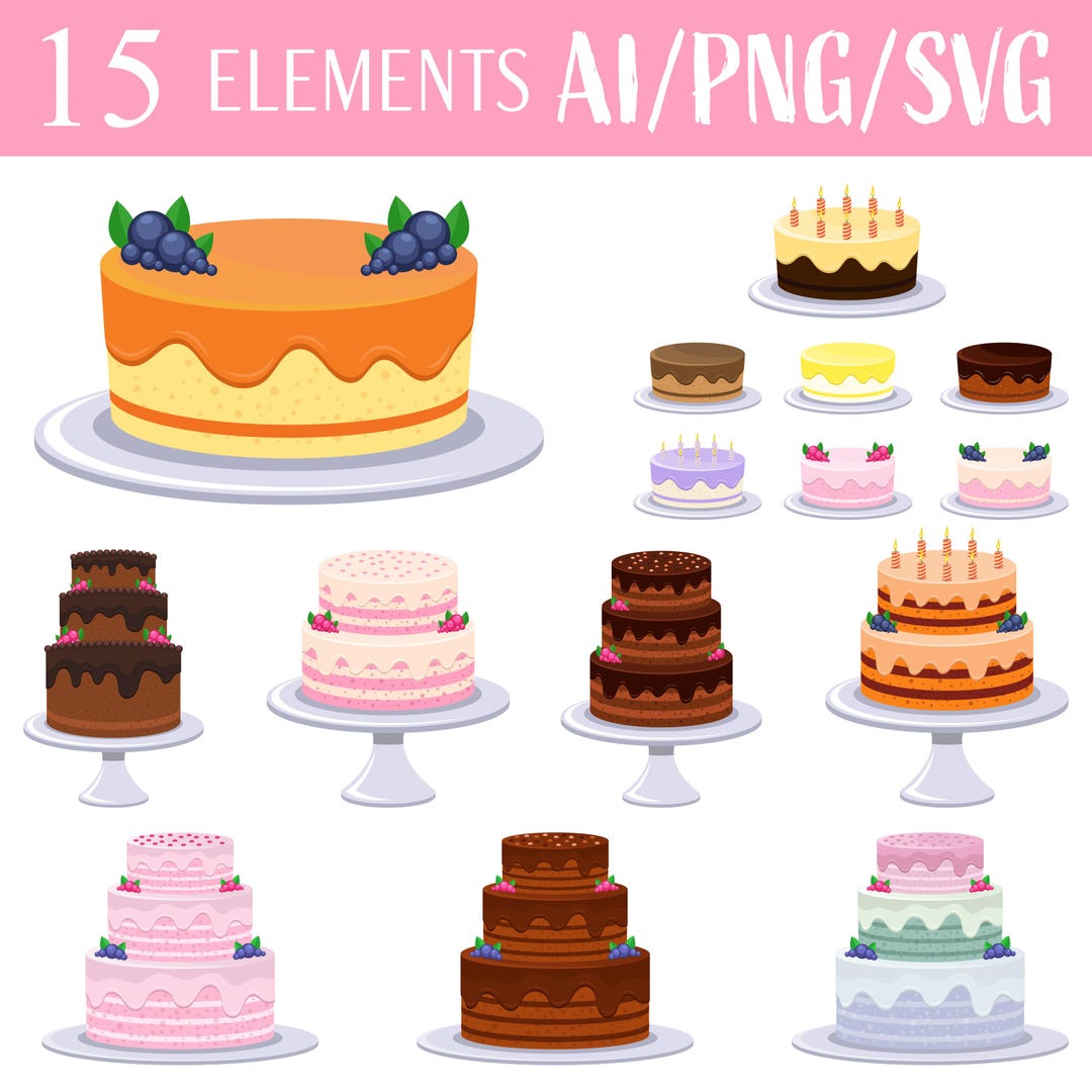 Birthday Cake Celebration Dessert Party Treat Vector Art Festive Pastry ...