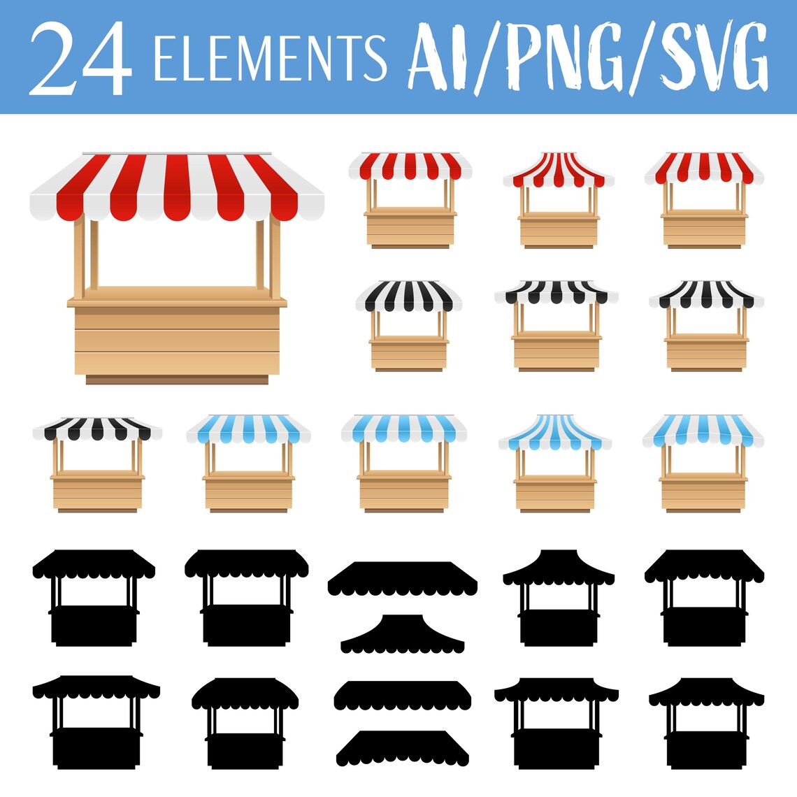 Empty Market Stall Street Vendor Booth Display Stand Vector Design ...