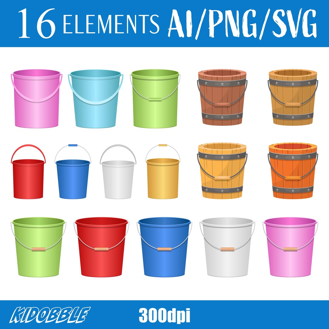 Realistic Bucket Utility Container Household Tool Vector Art Water ...