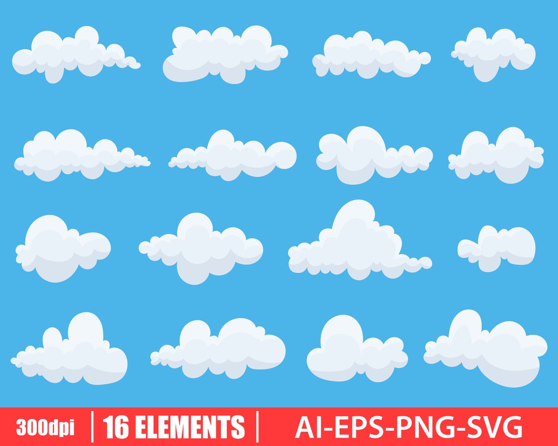 Cloouds Clipart Vector Design Illustration. Clouds Set. Vector - Etsy