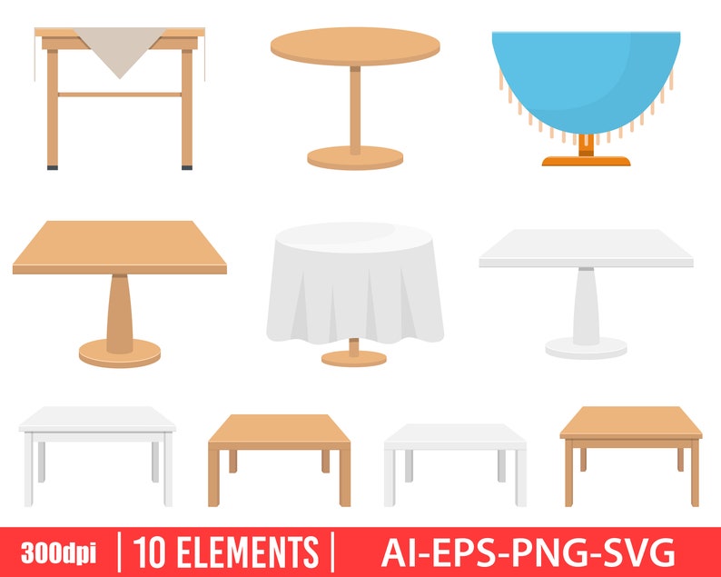 Wooden Table Clipart Vector Design Illustration. Wooden Table - Etsy