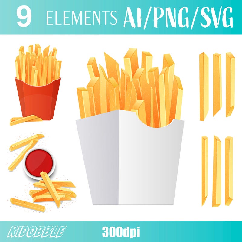 French Fries Clipart - Etsy