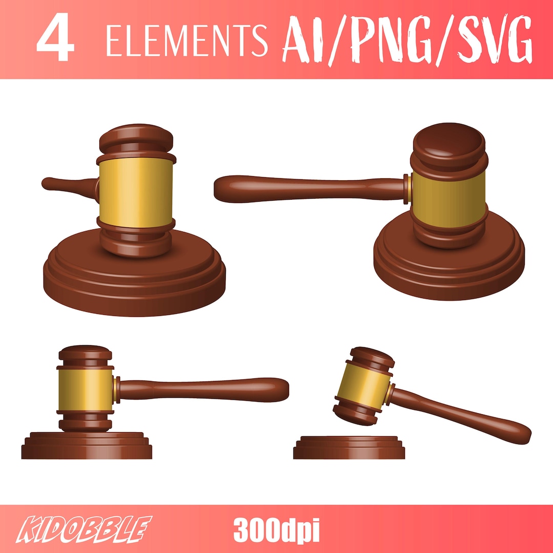 Judge Hammer Clipart Vector Courtroom Justice Illustration Legal ...
