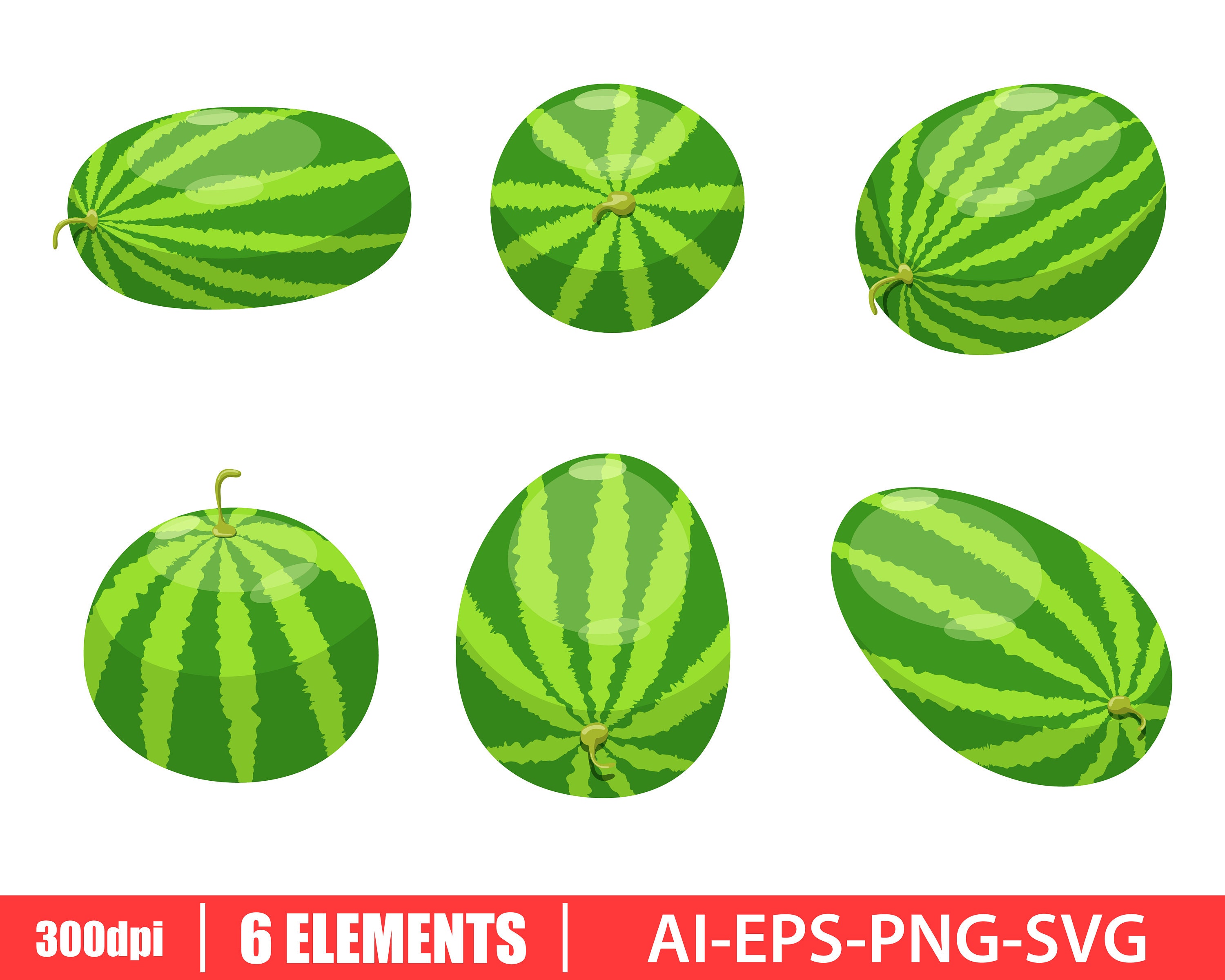 Watermelon Clipart Vector Design Illustration. Watermelon Set. - Etsy