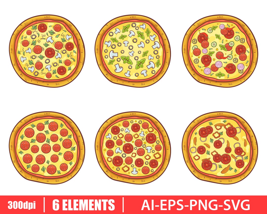 Pizza Clipart Vector Design Illustration. Pizza Set. Vector Clipart ...