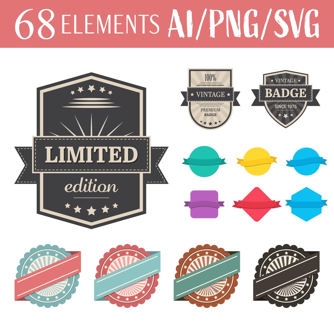 Vintage Labels Clipart Vector Art Antique Label Design Digital Graphics ...
