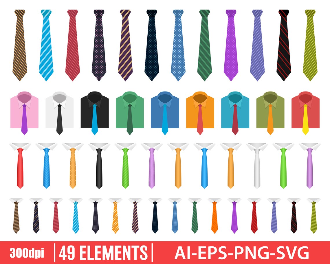 Neck Tie Clipart Vector Design Illustration. Neck Tie Set. - Etsy