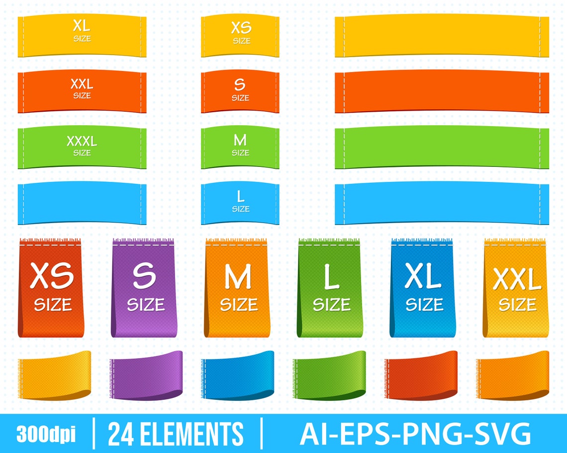 Clothing Size Labels Clipart Vector Design Illustration. Size Labels ...