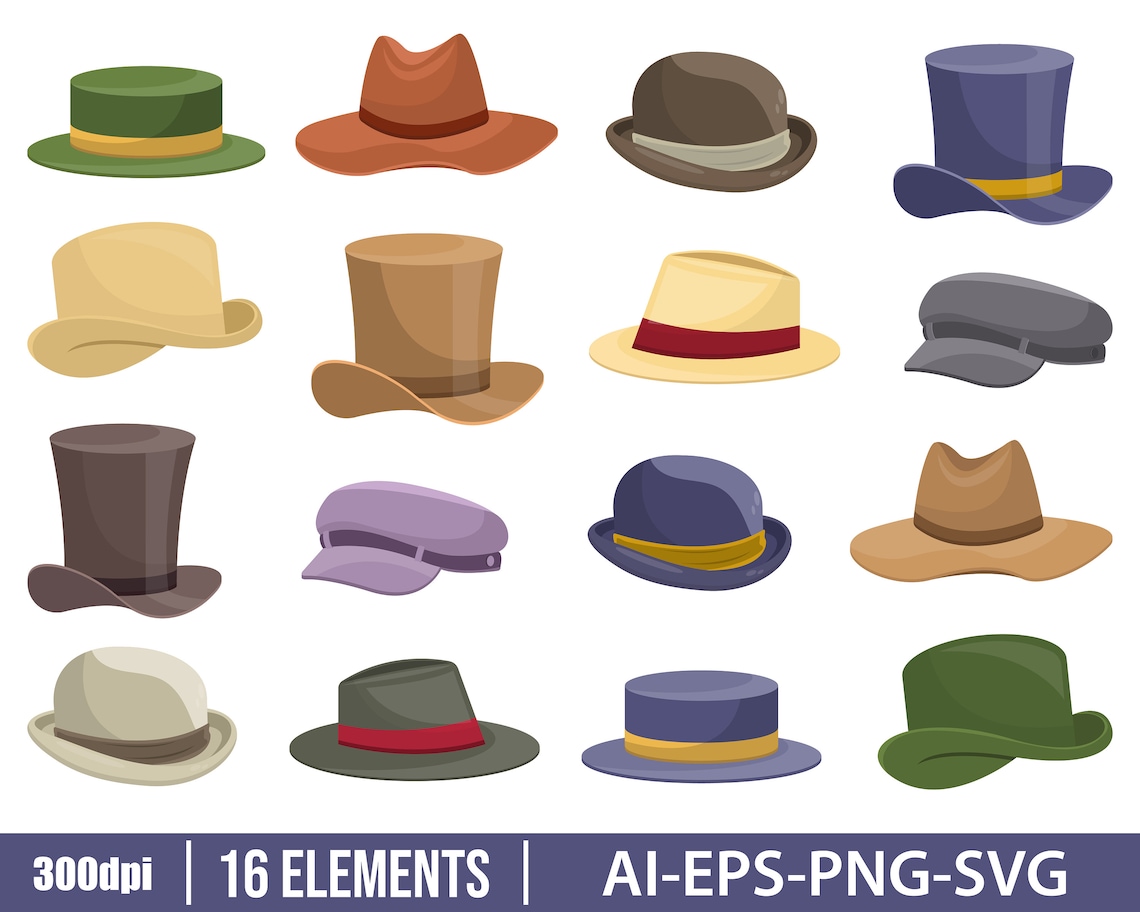 Old retro man hat clipart vector design illustration. Men | Etsy