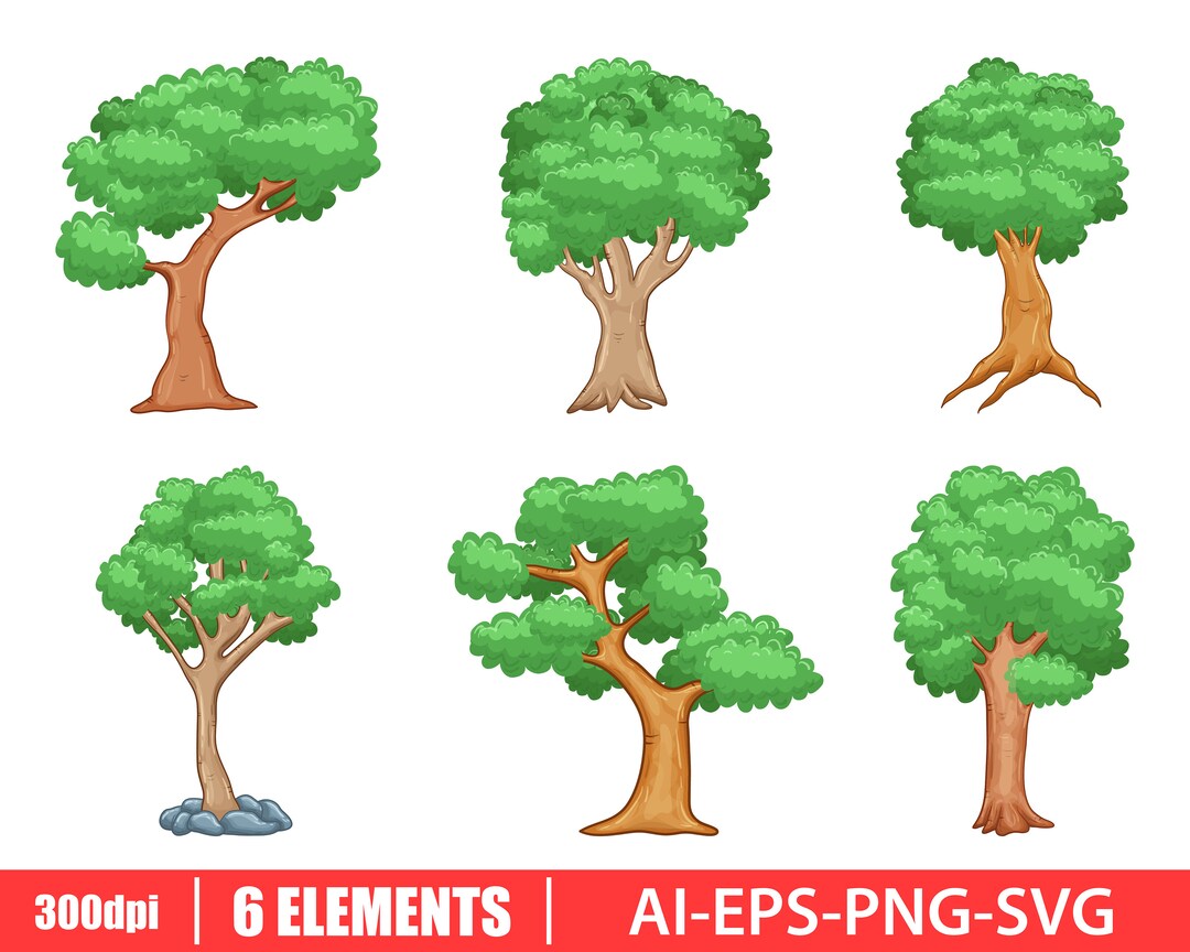 Tree Clipart Vector Design Illustration. Tree Set. Vector - Etsy