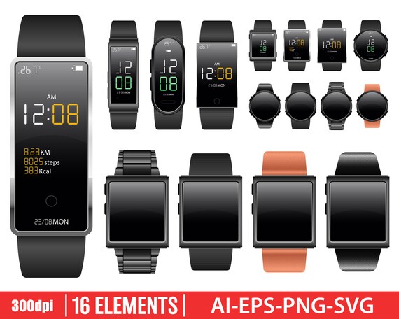 Smartwatch clipart vector design illustration. Smartwatch set. | Etsy